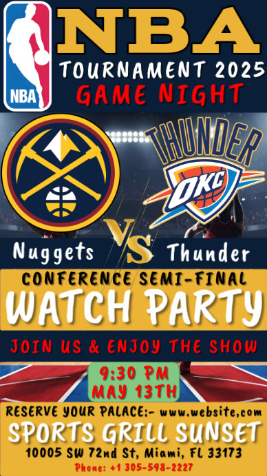 Nba Watch Party Nuggets Vs Thunder Instagram Story Template | PosterMyWall