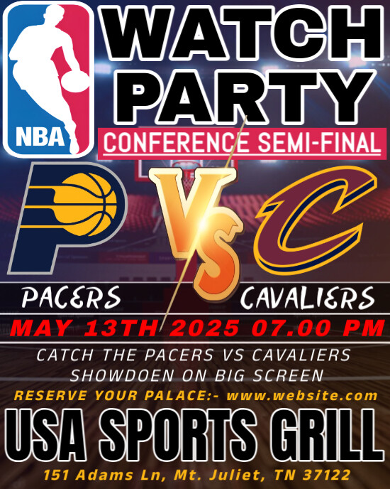 Nba Watch Party Pacers Vs Cavaliers Instagram Portrait Template ...