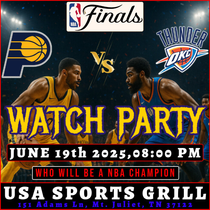 Modèle Nba Watch Party Pacers Vs Thunder Finals 2025 Instagram Post ...