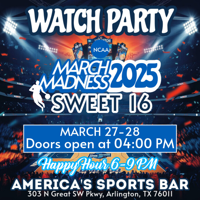 NCAA March Madness 2025: Sweet 16 Watch Party Instagram Post Template ...