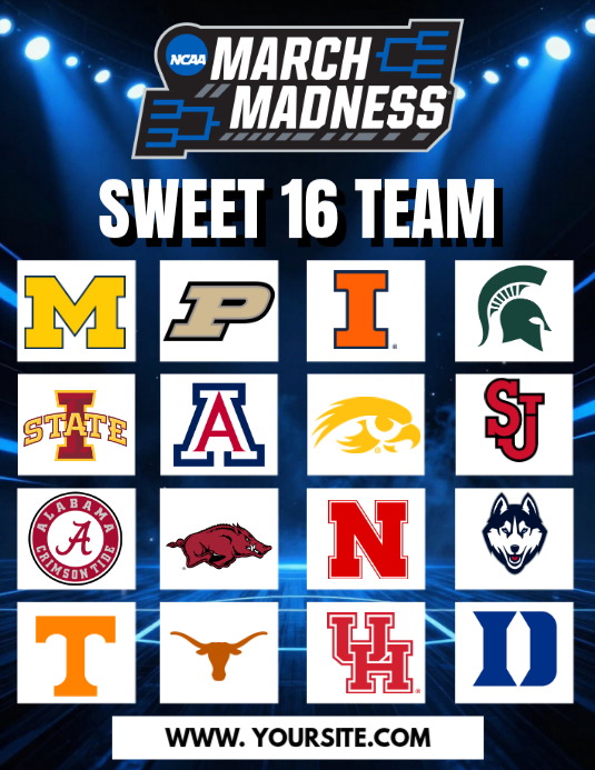 NCAA March Madness 2026 - Sweet 16 Team Flyer Template | PosterMyWall
