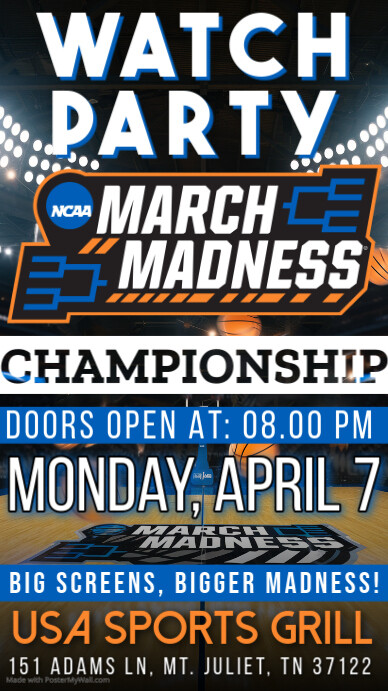 NCAA March Madness Championship 2025 Watch Party Template | PosterMyWall
