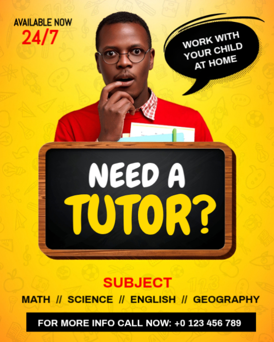 Need a Tutor Flyer | Home Tutoring Services & 24/7 Online Tutor ...