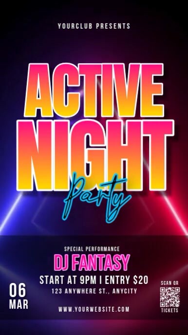 Copy of Neon Active Night Party Reel Instagram | PosterMyWall