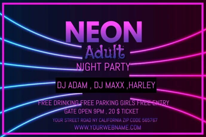 Neon Adult Night Party Template | PosterMyWall