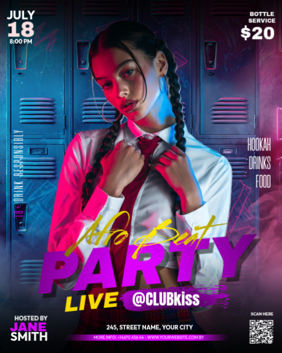 Neon After Party Night Club Poster Template | PosterMyWall