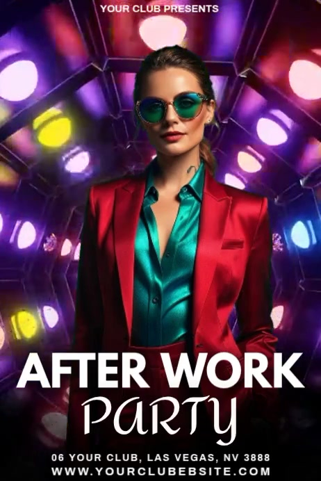 Neon After Work Party Poster Template | PosterMyWall