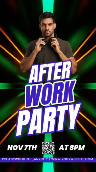Neon After Work Party Reel Instagram Template | PosterMyWall