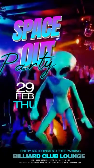 Neon Alien Space Rave Party Template | PosterMyWall