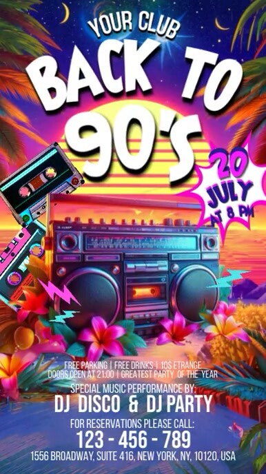 Copy of Neon Back To 90's Digital Display (9:16) | PosterMyWall