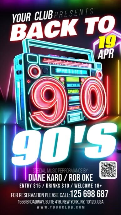 Copy of Neon Back To 90's Digital Display (9:16) | PosterMyWall
