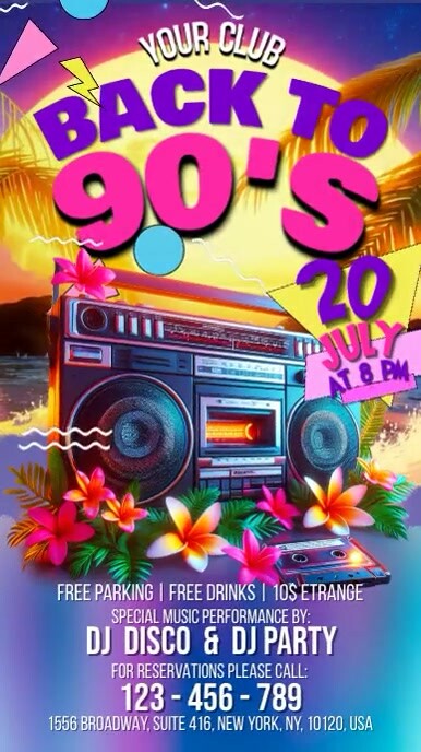 Neon Back To 90's Digital Display (9:16) Template | PosterMyWall