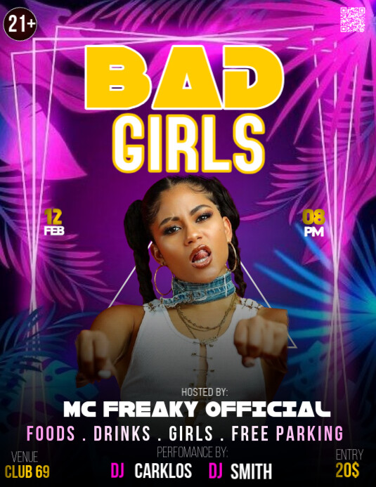 Copy of Neon Bad Girls Party Flyer (us Letter) | PosterMyWall