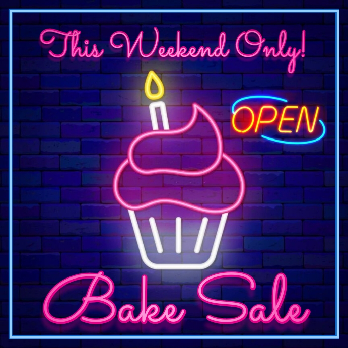 Neon Bake Sale Template | PosterMyWall
