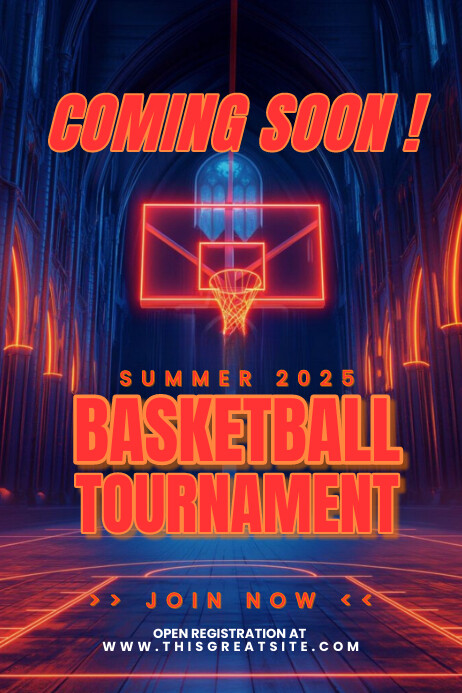 Copy of Neon Basketball Tournament Is Coming Soon Pos | PosterMyWall