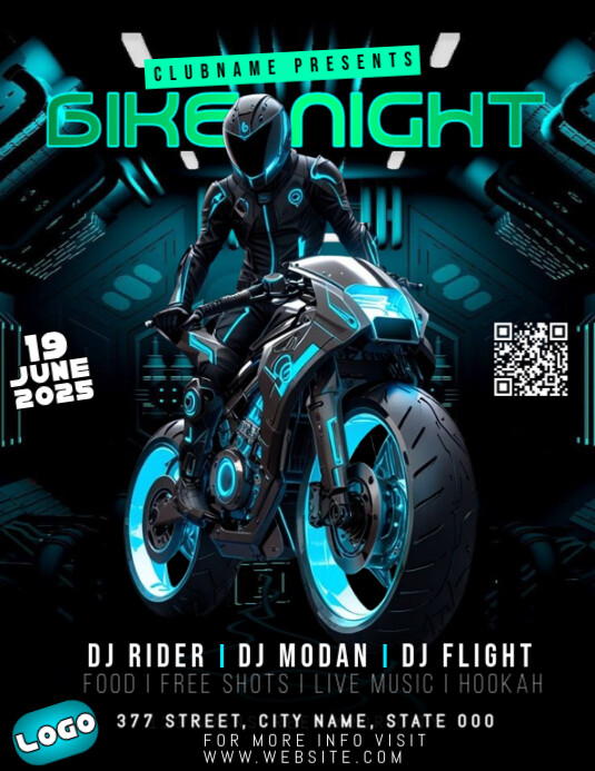 Copy of Neon Bike Night Club Flyer (us Letter) | PosterMyWall