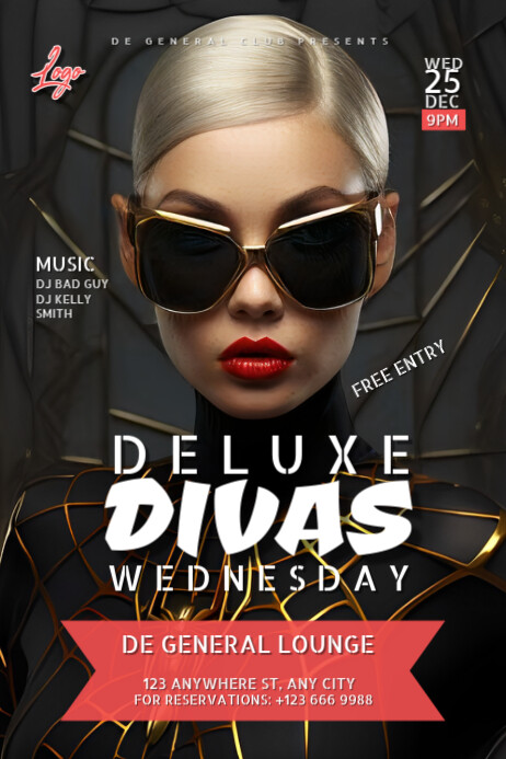 Copy of Neon Black Background Gradient Deluxe Divas Wednesday Poster ...