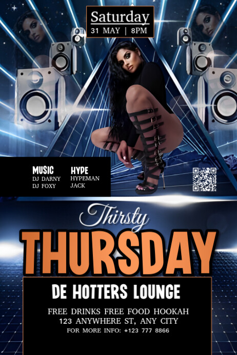 Neon Blue Background Gradient Thirsty Thursday Poster Template ...