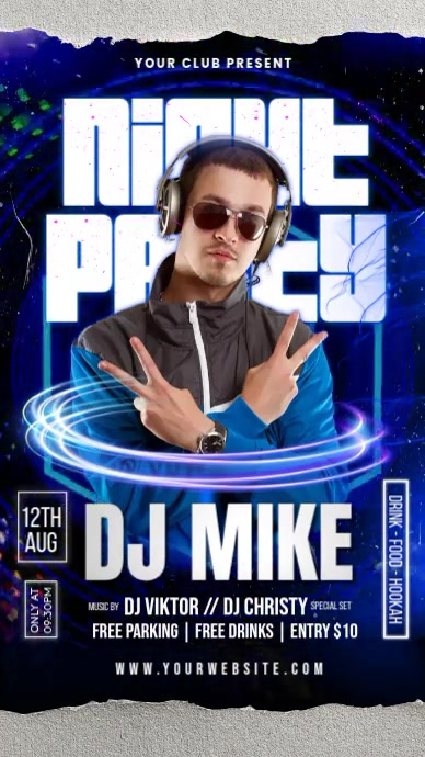 Copy of Neon Blue Night Party Reel | PosterMyWall