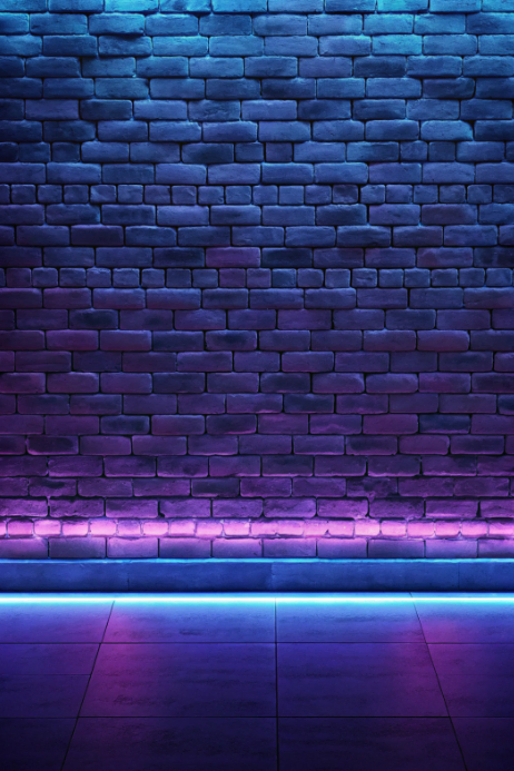 Neon Blue-purple Brick Wall Poster Template | PosterMyWall