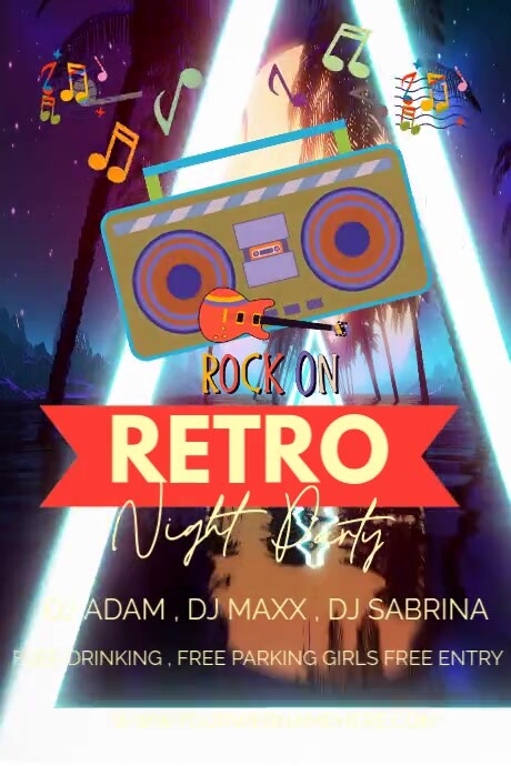 Copy of Neon Blue Retro Night Party Poster | PosterMyWall