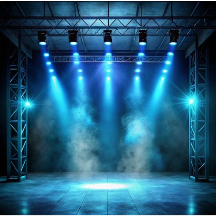 Neon Blue Stage Spotlight Performance Template | PosterMyWall