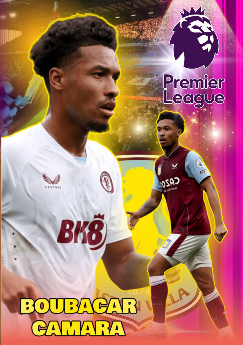 Neon Boubacara Kamara Aston Villa Football Player A4 Modelo | PosterMyWall