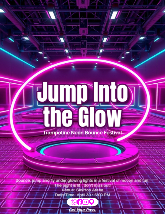 Copy of Neon Bounce Festival Trampoline Flyer Template | PosterMyWall