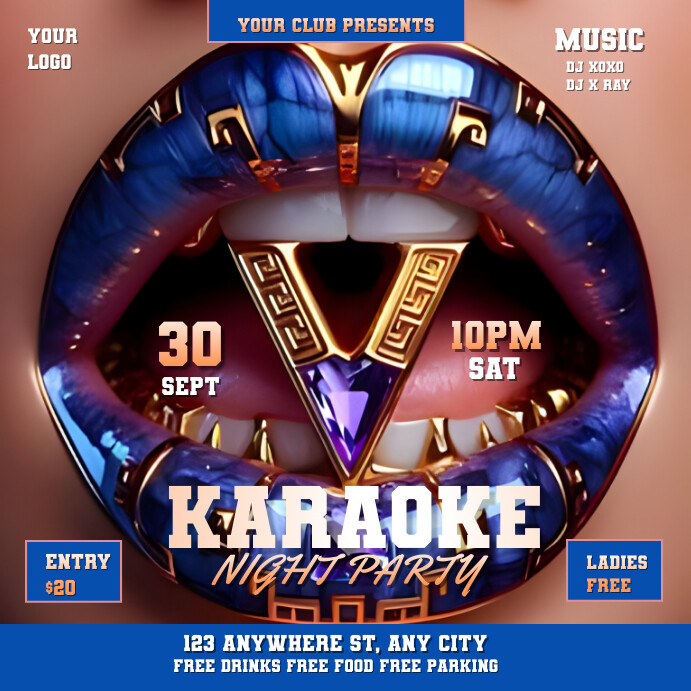 Neon Brown And Blue Background Gradient Karao Template | PosterMyWall