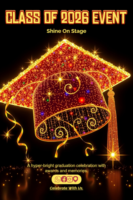Neon Cap Royale – Graduation Ceremony Poster Template | PosterMyWall