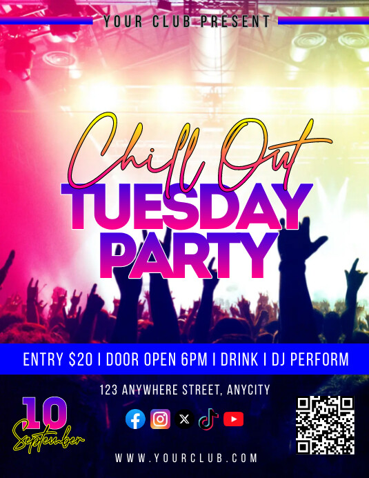 Copy of Neon Chill Out Tuesday Party Pamflet (letter | PosterMyWall