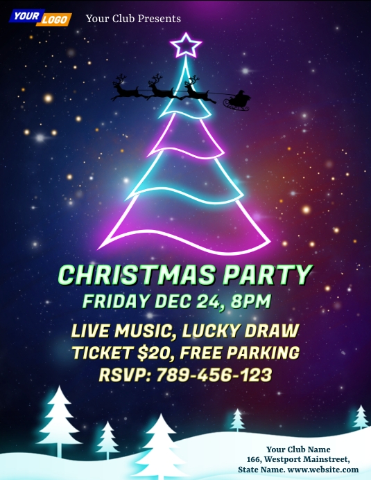 Neon Christmas Party Flyer Template | PosterMyWall