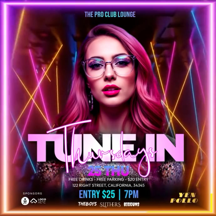 Neon Club Party Ads Template | PosterMyWall