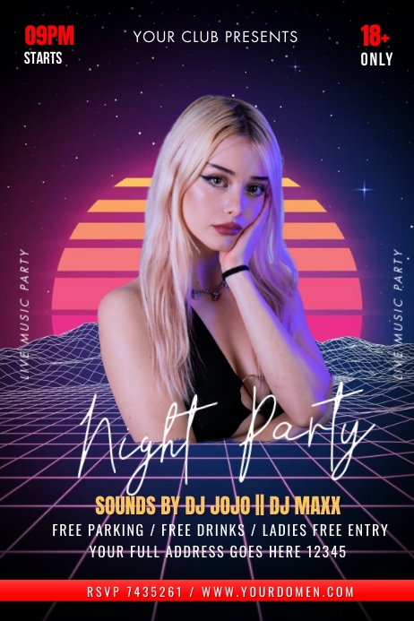 Neon Club Party Template | PosterMyWall