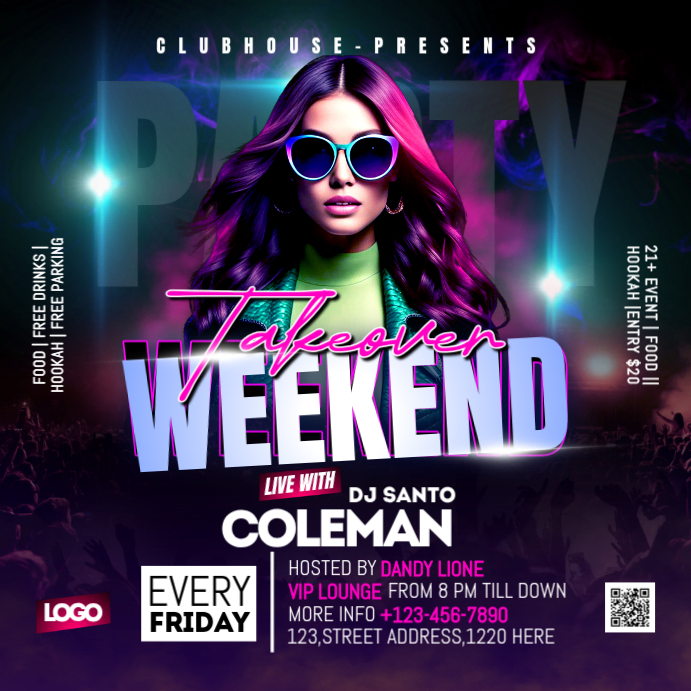 neon club party event design template | PosterMyWall