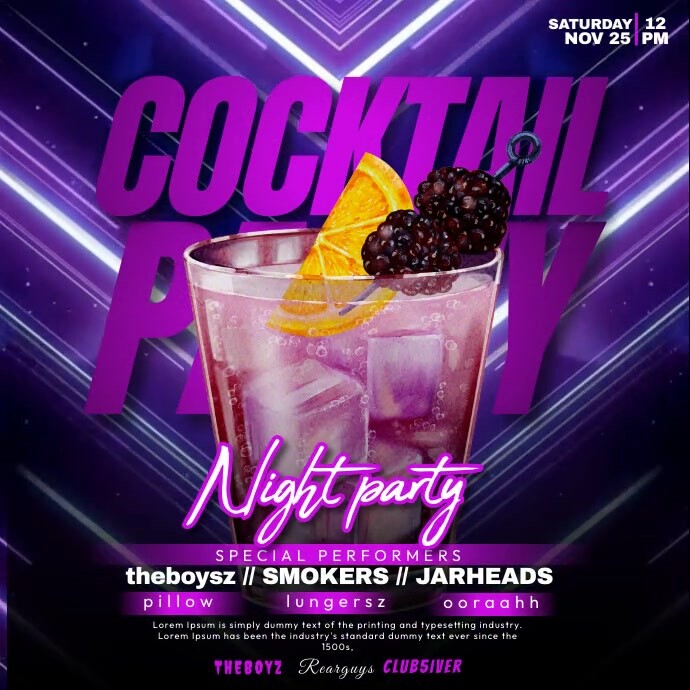 Neon Cocktail Party Ads Template | PosterMyWall