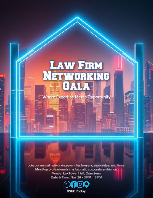 Neon Corporate Law Networking Flyer Template | PosterMyWall