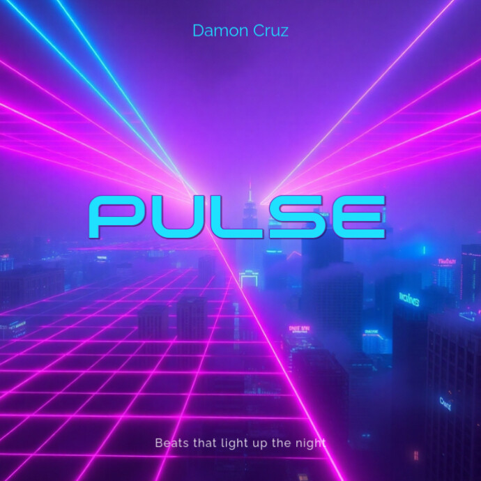 Plantilla de Neon Cyberwave Music Album Cover Template – Pulse by Damon ...