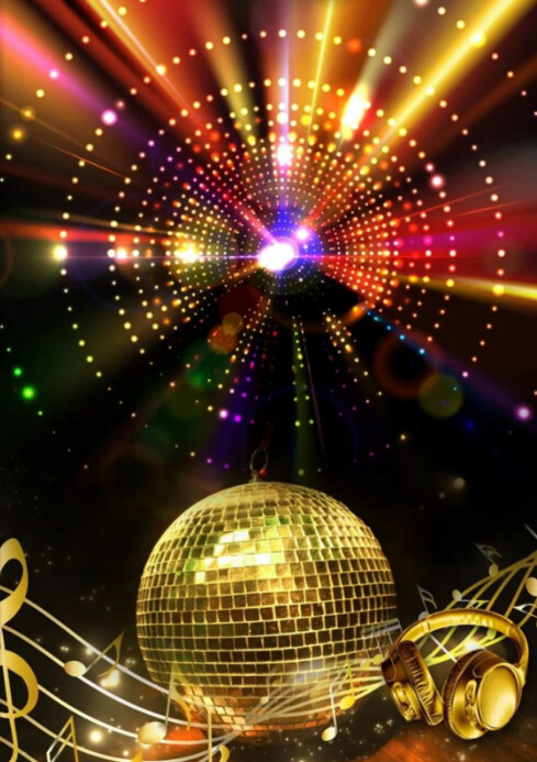 Neon Disco Ball Party Vibes A4 Template | PosterMyWall