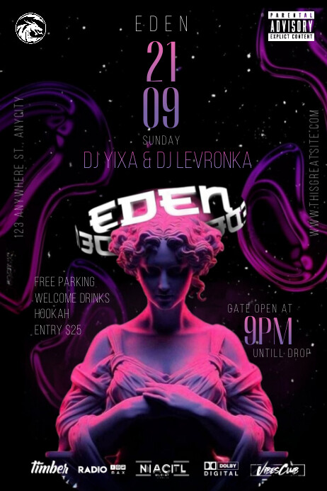 Neon Eden Night Party Poster Template | PosterMyWall