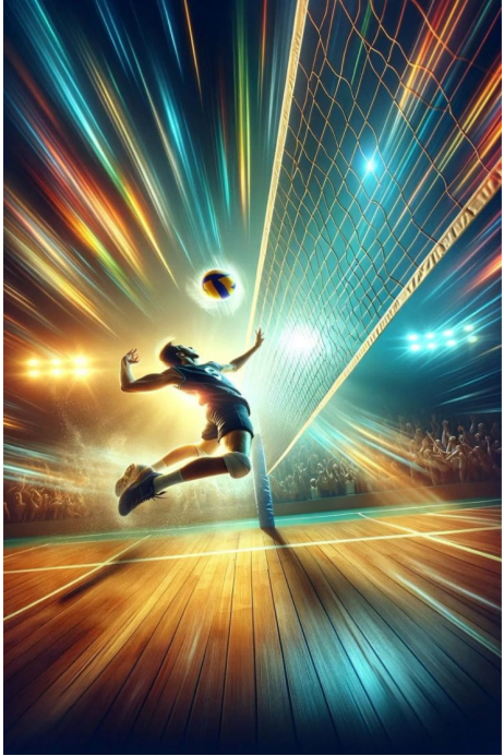 Neon Electric Volleyball Championship Spotlight Poster Template ...