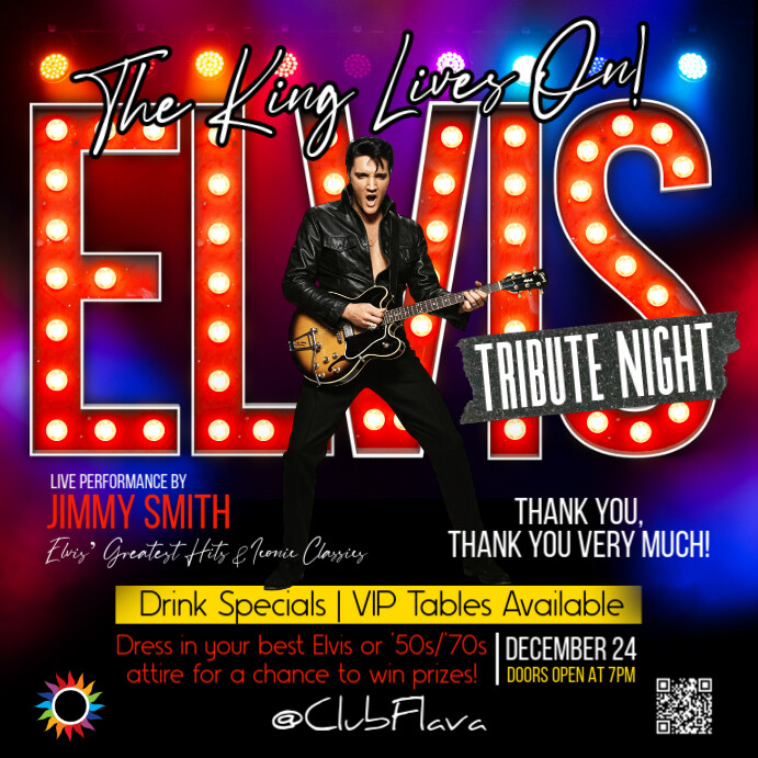 Copy of Neon Elvis Tribute Night Instagram Post | PosterMyWall