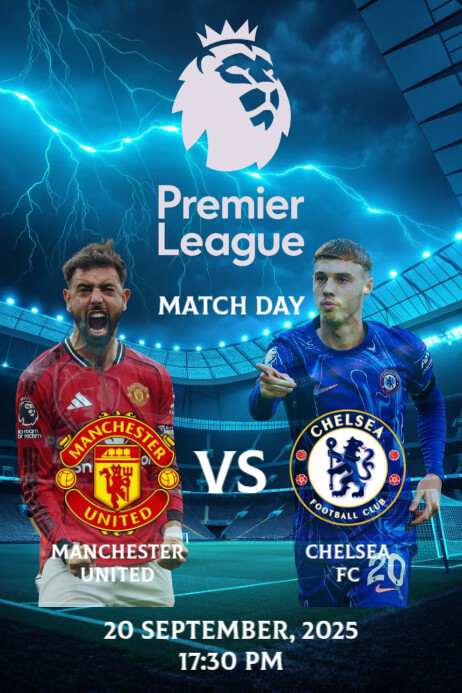 Neon English Premier League Match Poster – Manchester United Vs Chelsea ...