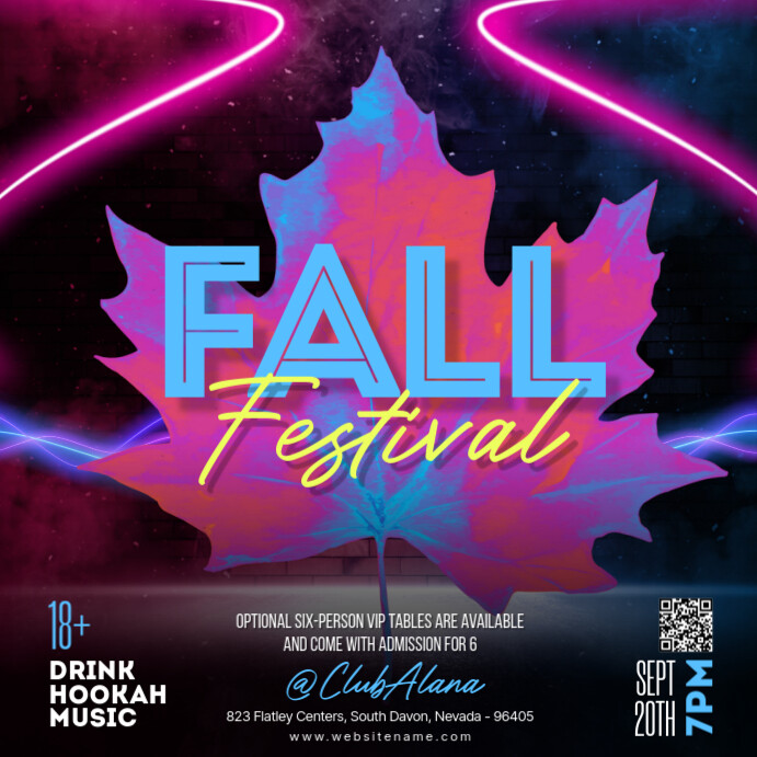 Neon Fall Festival Pos Instagram Templat | PosterMyWall