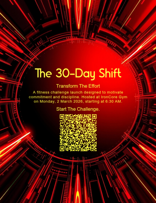 Plantilla de Neon Fitness Challenge Launch Abstract Flyer | PosterMyWall