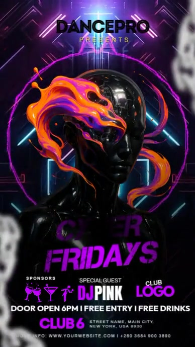 Neon Flame Friday Flyers Template | PosterMyWall