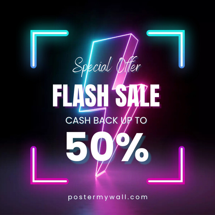 Neon Flash Sale Pos Instagram Template | PosterMyWall