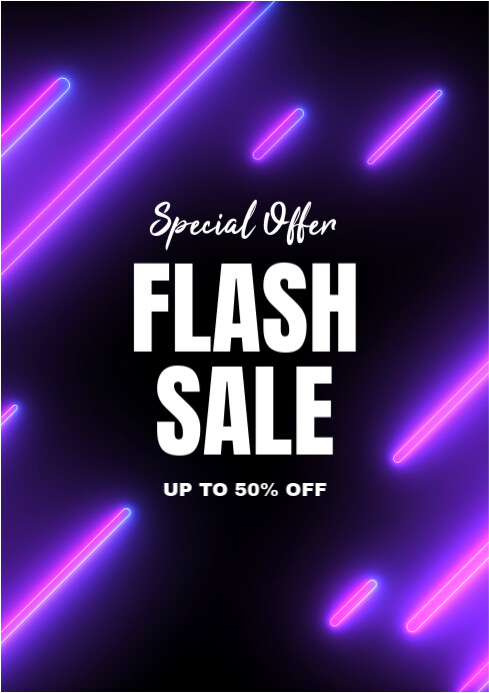 Plantilla de Neon Flash Sale Poster A2 | PosterMyWall