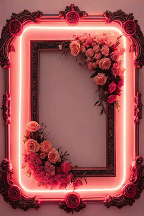 Neon Floral Frame Template | PosterMyWall