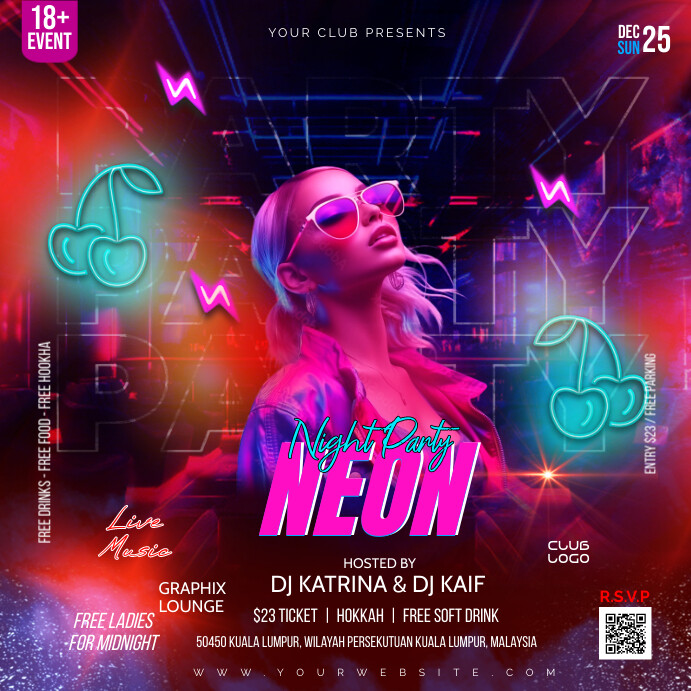Plantilla de Neon flyer | PosterMyWall